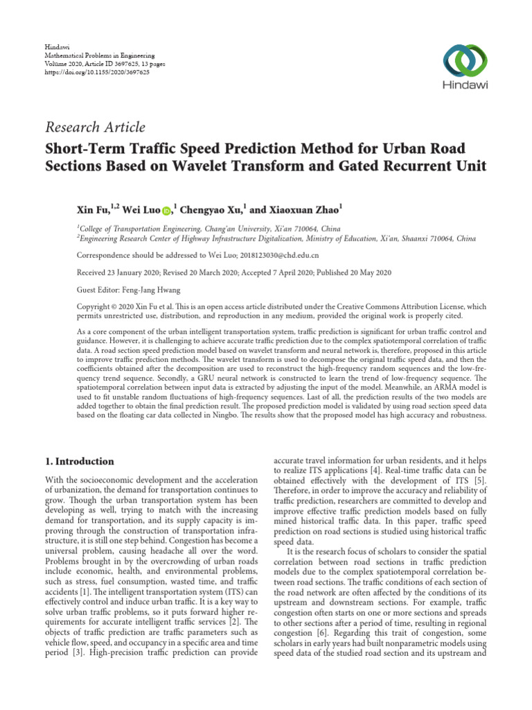 Fu Et Al. - 2020 - Short-Term Traffic Speed Prediction Method For Urban ...