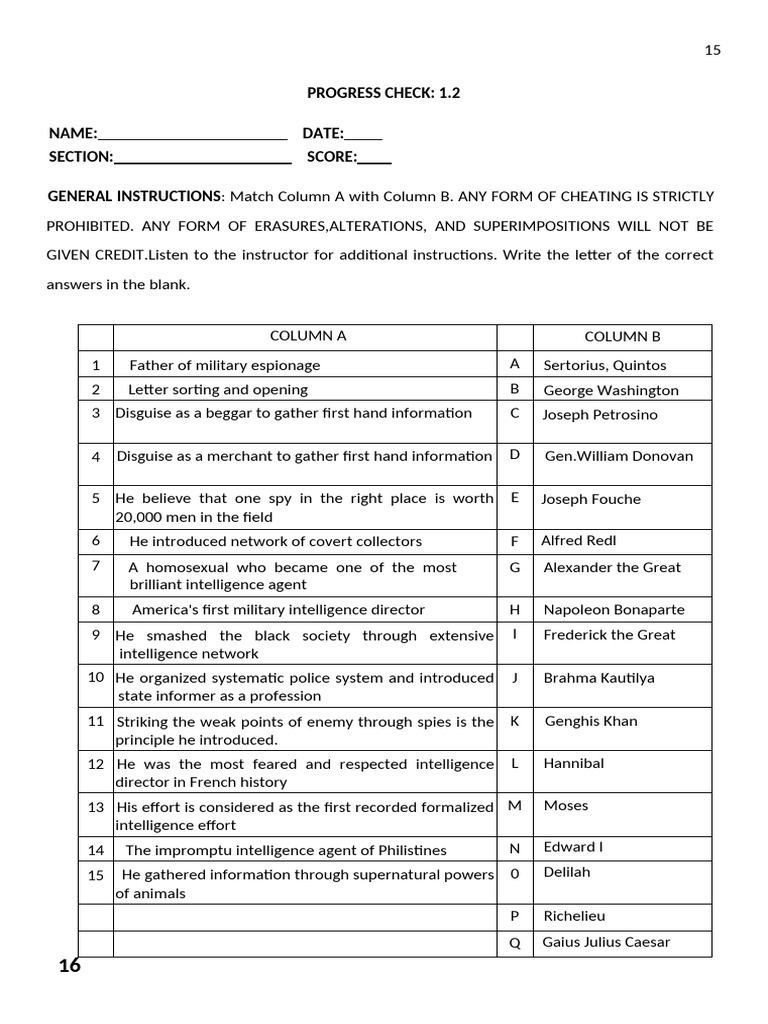 1st Post Test FS6 | PDF | Espionage | National Security