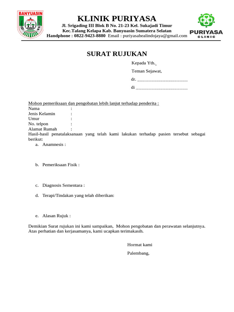 Surat Rujukan Klinik Rujukan | PDF