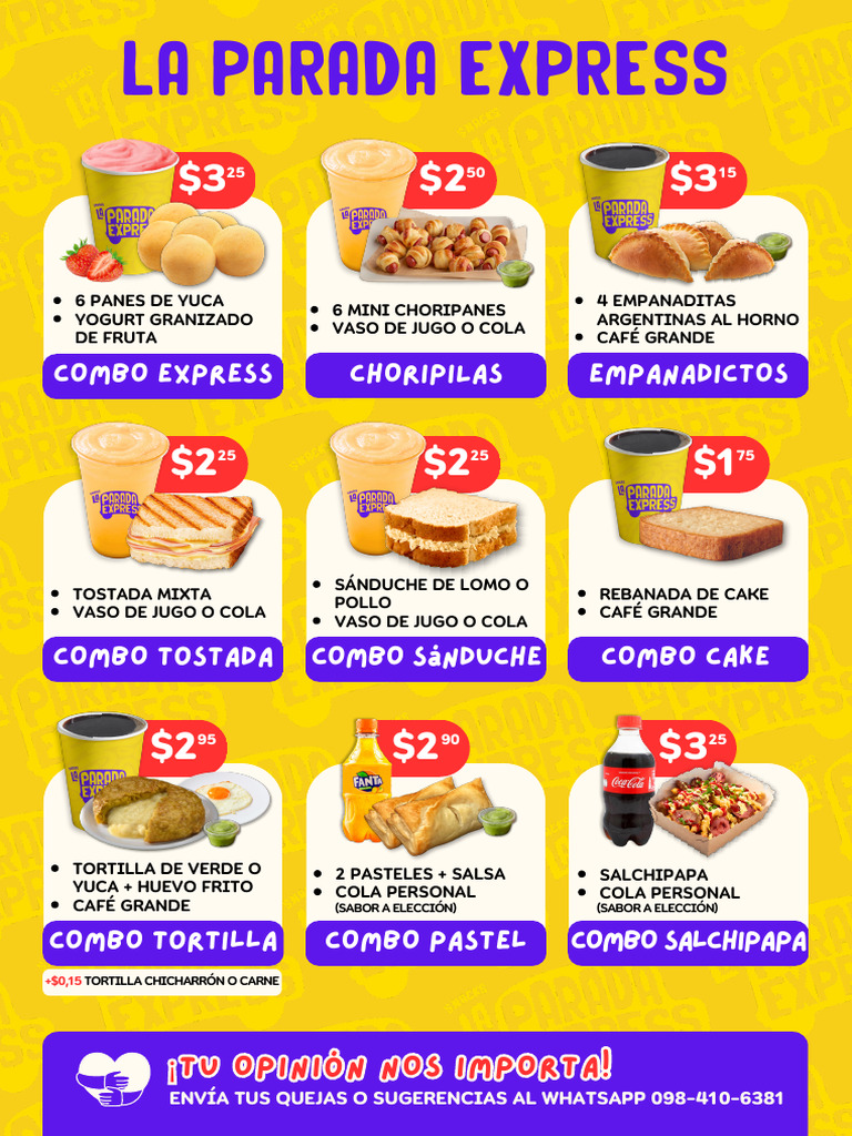 Menú de La Parada Express | PDF | Alimentos | Cocina