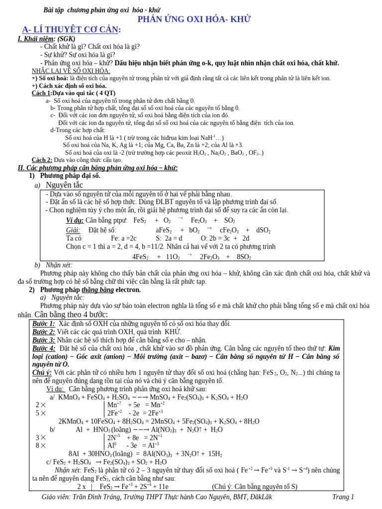 CHUYEN DE PHAN UNG OXI HOA KHU | PDF