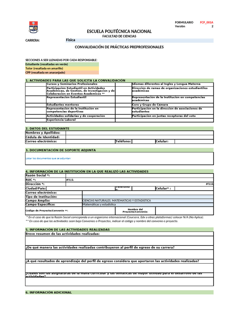 FCP_001A_FORMULARIO_CONVALIDACION_PRACTICAS_PREPROF | PDF | Administración Pública | Business