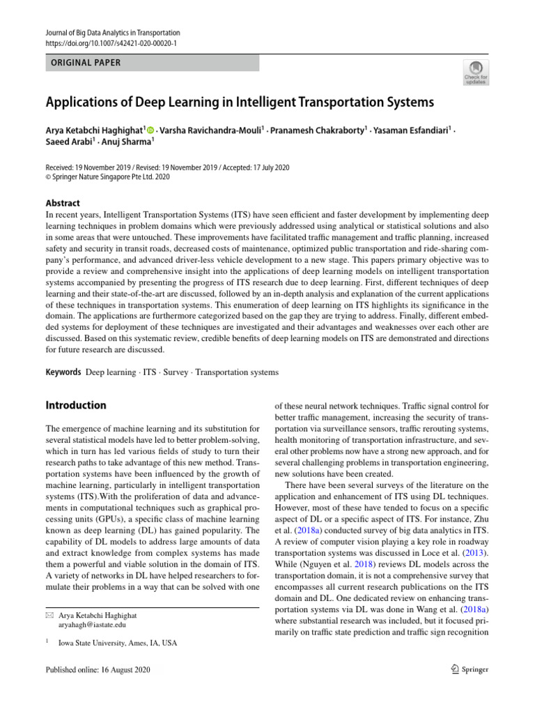 Haghighat et al. - 2020 - Applications of Deep Learning in Intelligent Transportation Systems ...
