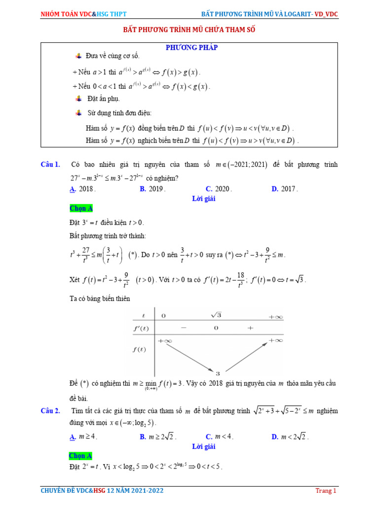 bat-phuong-trinh-mu-chua-tham-so | PDF