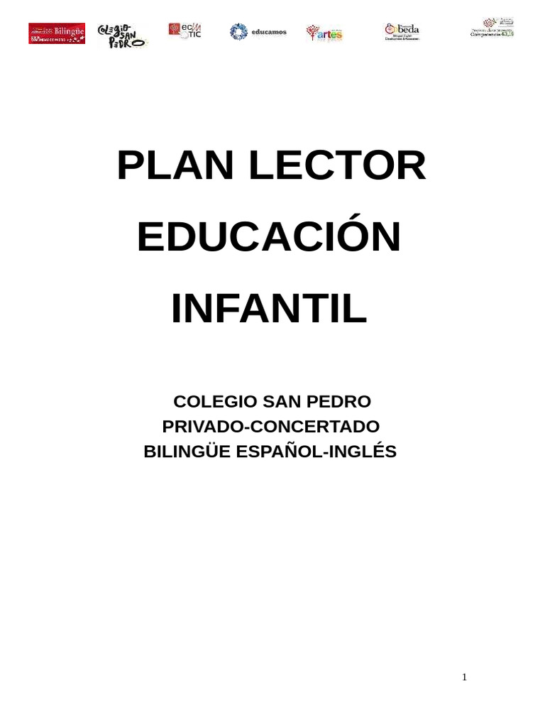 Plan Lector para Educación Infantil | PDF | Aprendizaje | Salón de clases