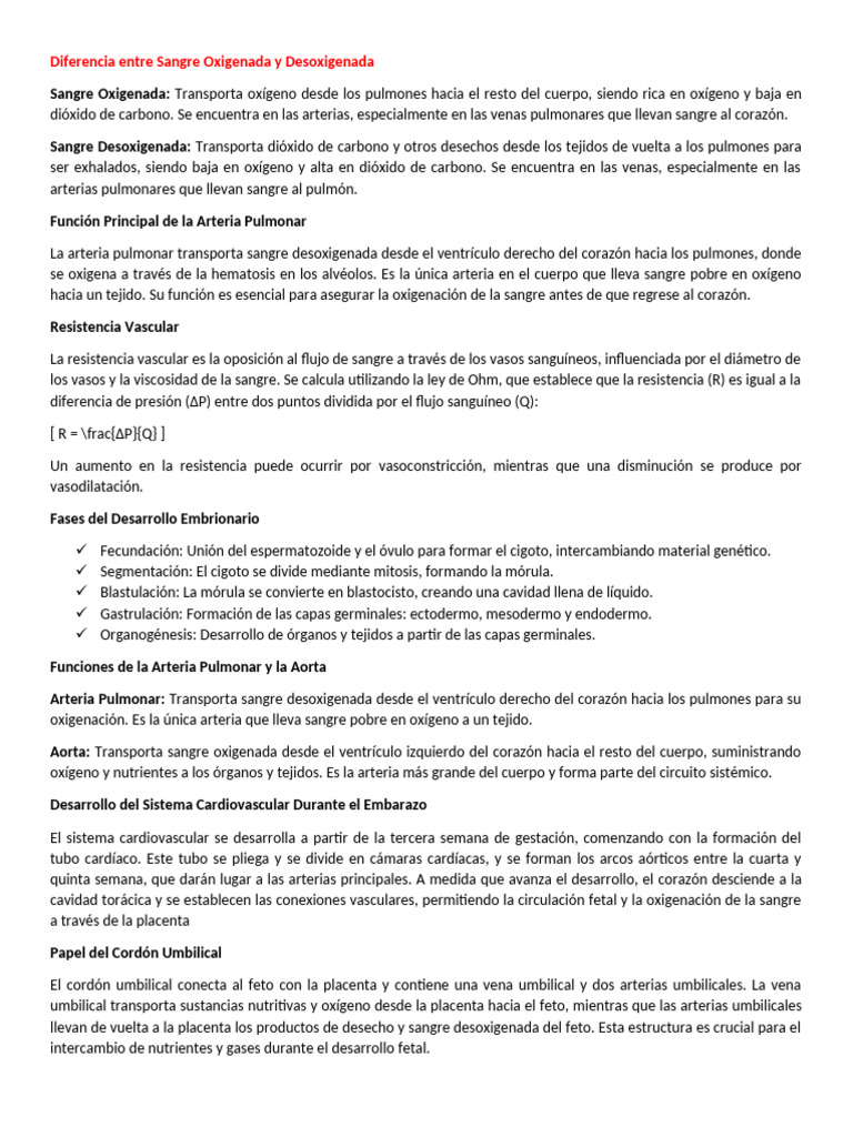 Sangre Oxigenada vs Desoxigenada: Claves | PDF | Sistema circulatorio ...