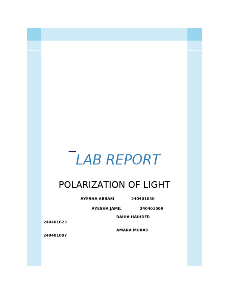 Physics Lab Report. POLARIZATION | PDF | Polarization (Waves) | Light