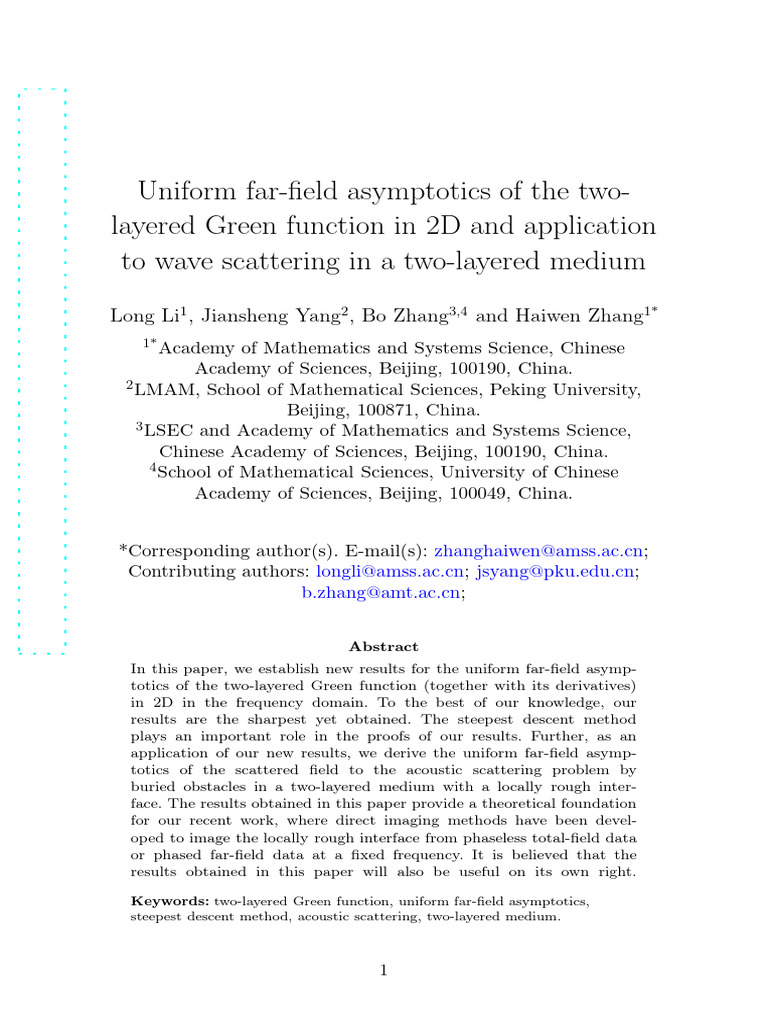 Uniform Far-Field Asymptotics of The Two-Layered Green Function in 2D and Application To Wave ...