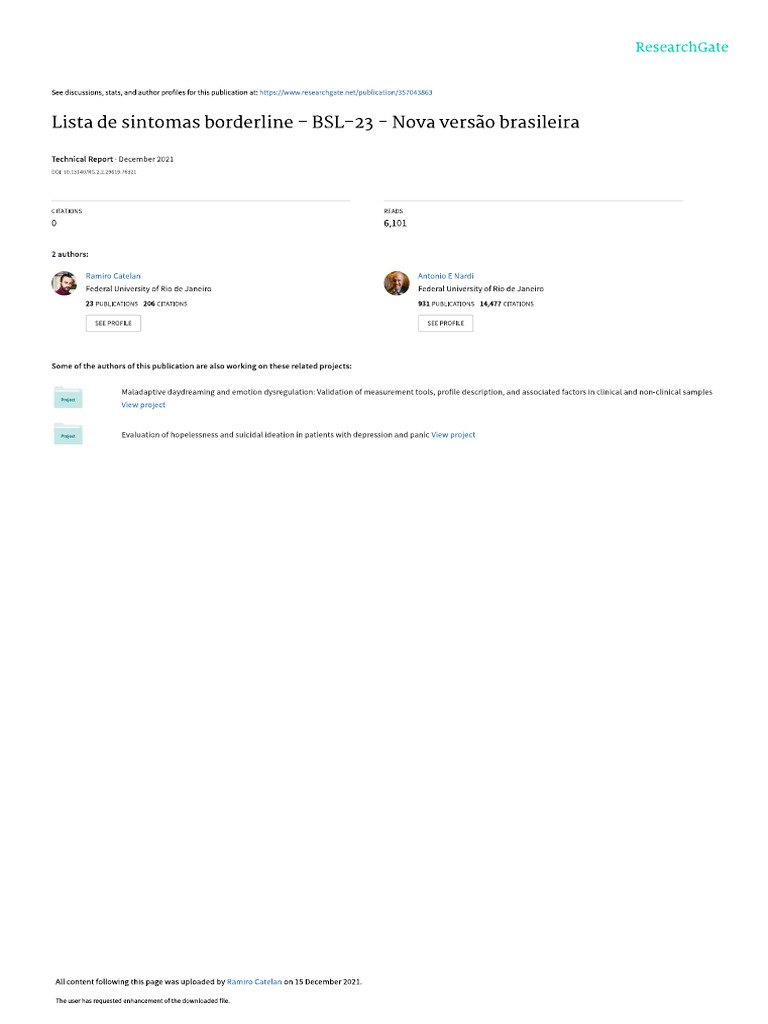 Escala BSL-23 Borderline | PDF