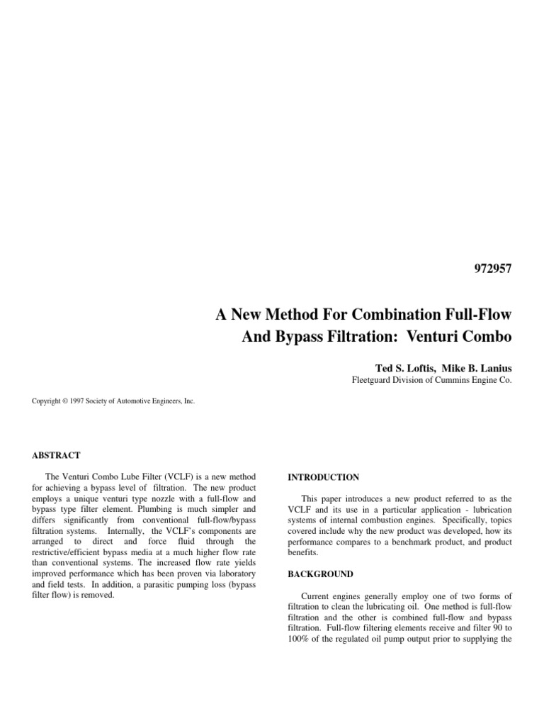 Combination Full-Flow and Bypass Filtration | PDF | Filtration | Pump