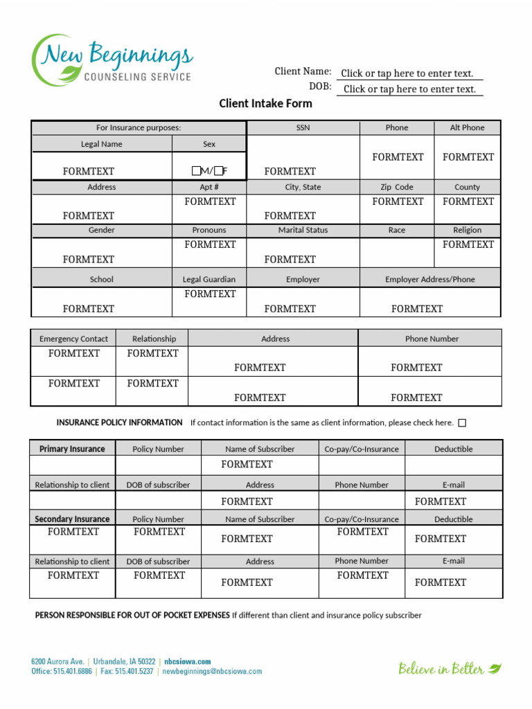 Electronic+Intake+Packet+12 17 20 | PDF | Substance Abuse | Credit Card