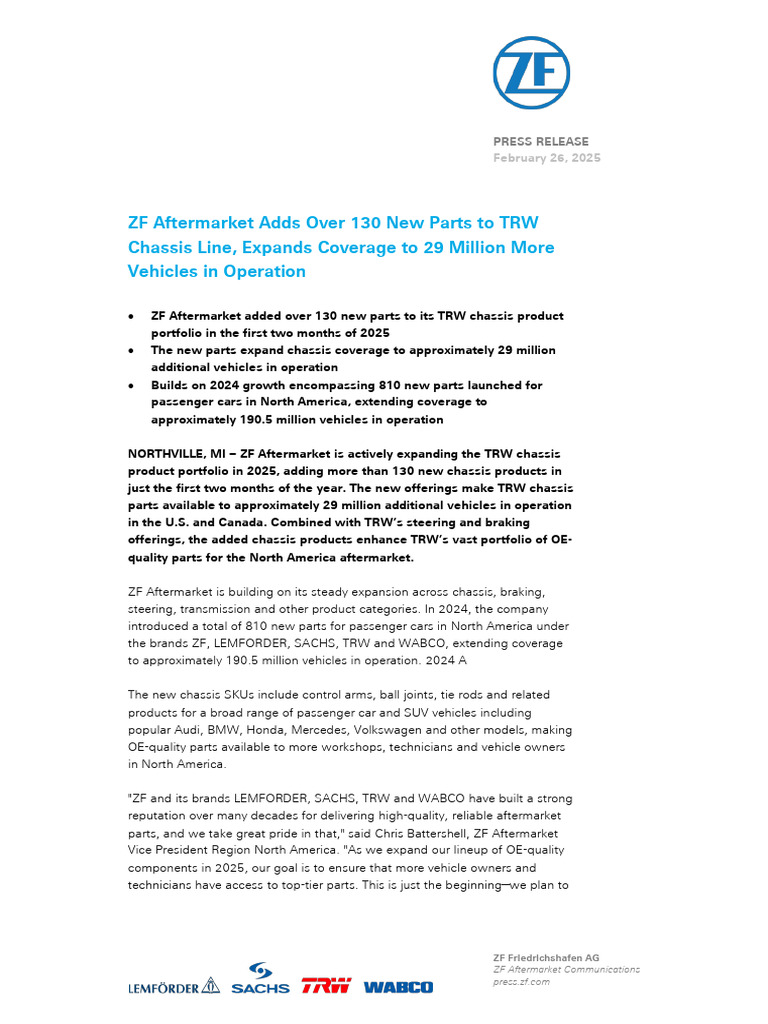 TRW Chassis Parts Expand Coverage | PDF | Motor Vehicle | Automotive ...
