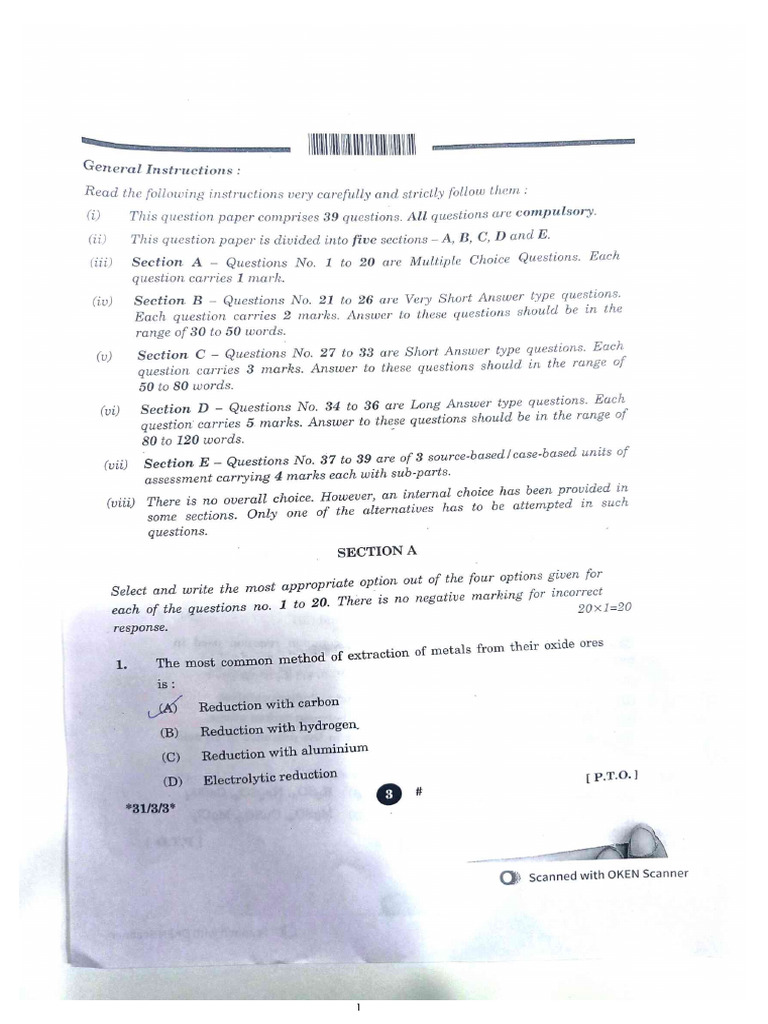 CBSE Class 10 Science Answer Key 2025 SET B | PDF