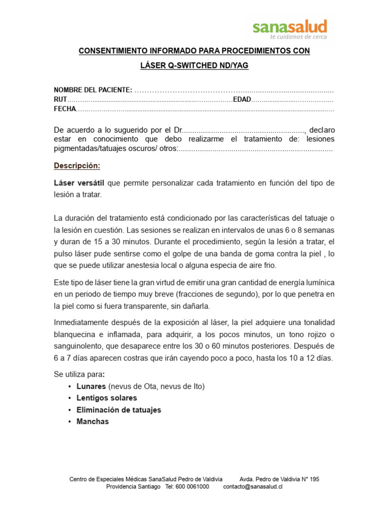 Consentimiento Informado Qswitched | PDF | Especialidades Medicas | Medicina CLINICA