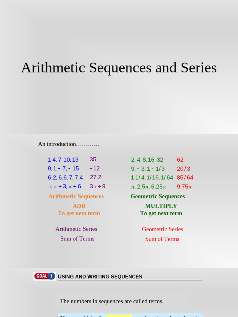 Arithmetic Sequences & Series Guide | PDF | Summation | Mathematical Concepts