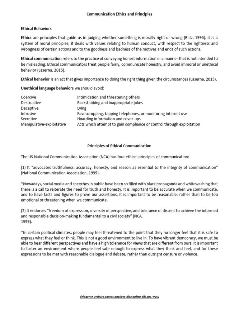 Communication-Ethics 250225 133236 | PDF | Social Psychology