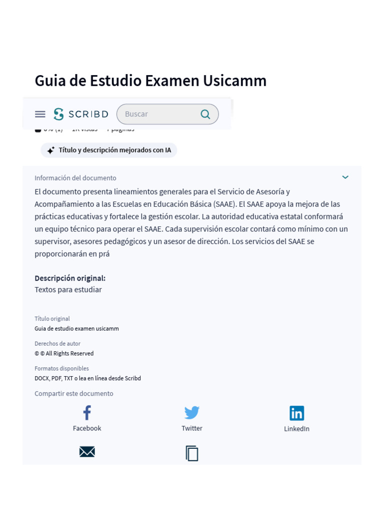 Guia de Estudio Examen Usicamm: Buscar | PDF