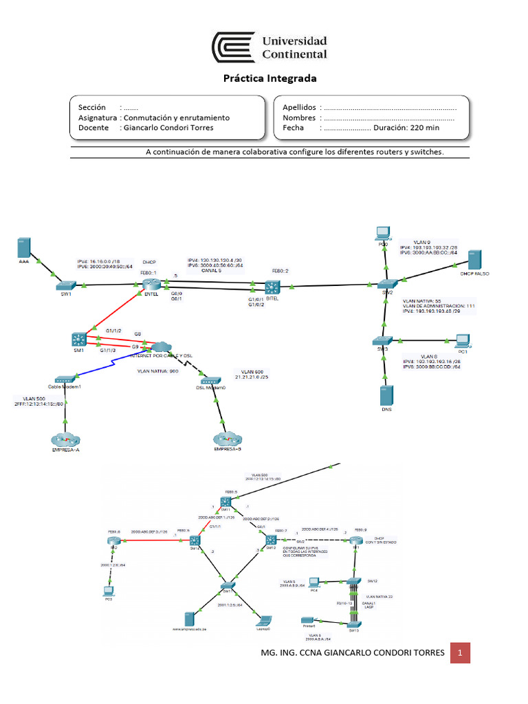 1 Practica Integrada | PDF | Enrutador (Computación) | Dirección IP
