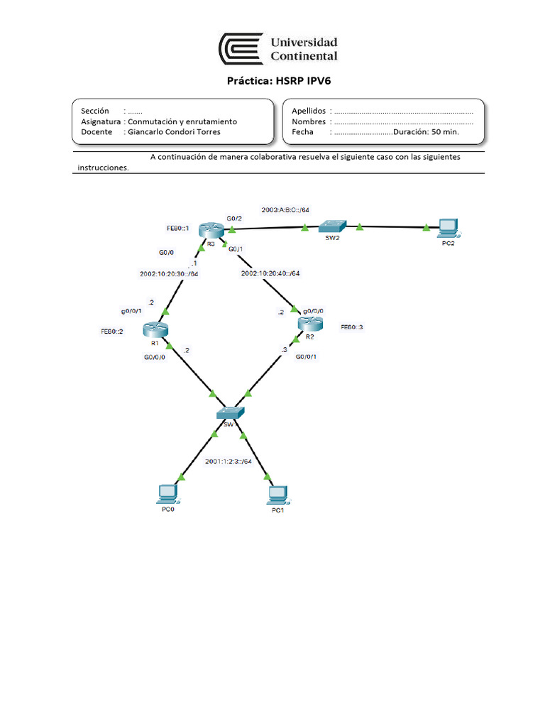 Configuración HSRP IPv6 en Routers | PDF | Enrutador (Computación) | Protocolos de internet