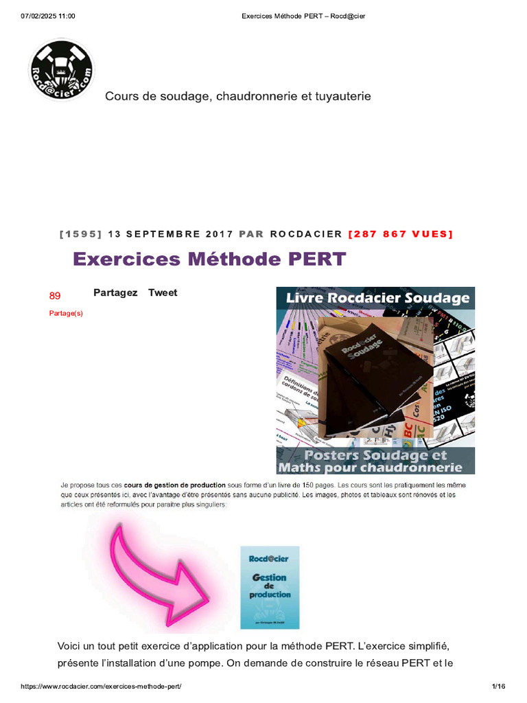 Exercices Méthode PERT - Rocd@cier | PDF