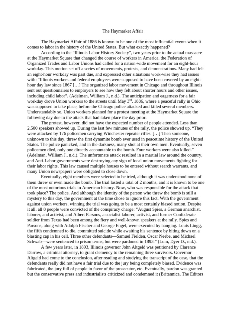 The Haymarket Affair: Labor Rights History | PDF