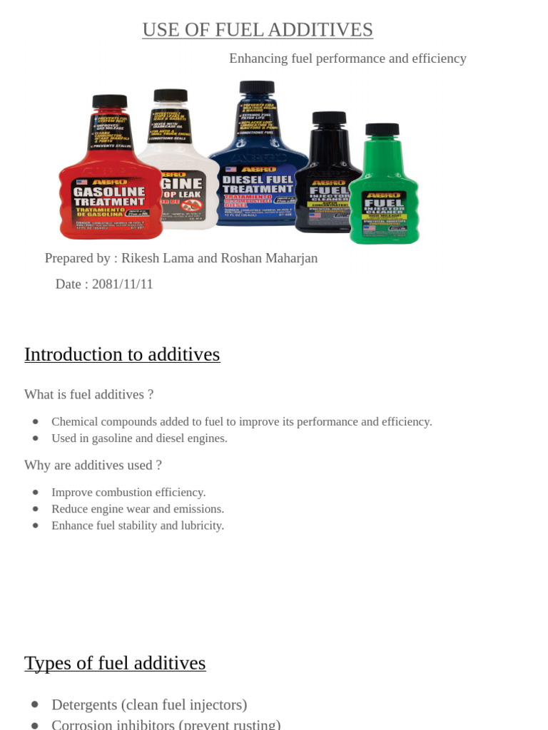 Useeee of Fuel Additives | PDF