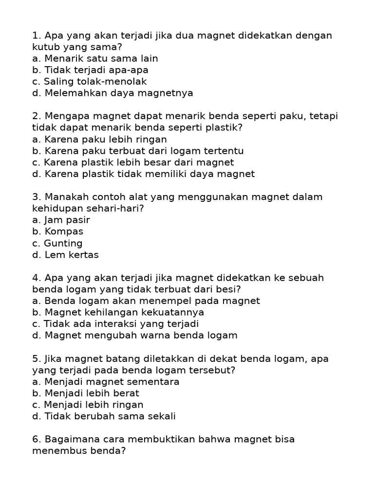 Sifat dan Interaksi Magnet dengan Benda | PDF