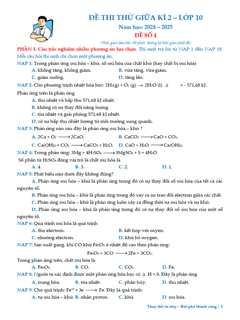 Đề thi thử GK2 - Lớp 10 - 2025 - Số 4 | PDF