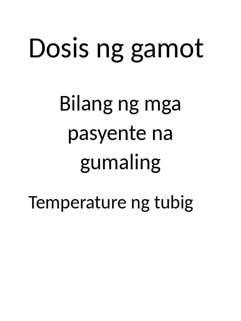 Dosis NG Gamot | PDF