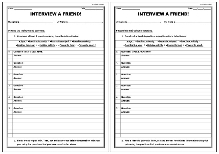 Interview Questions for Friends Activity | PDF