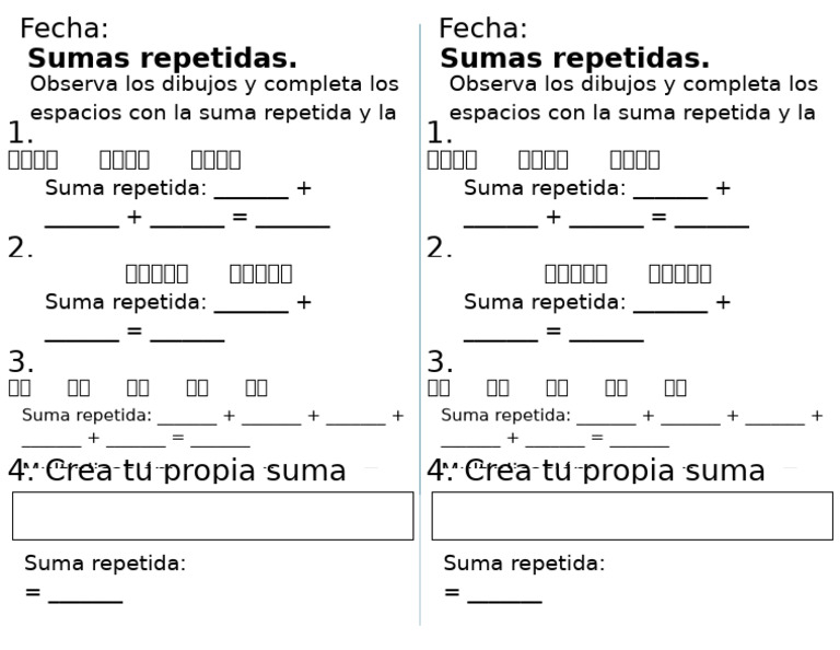 Actividades de Sumas Repetidas para Niños | PDF