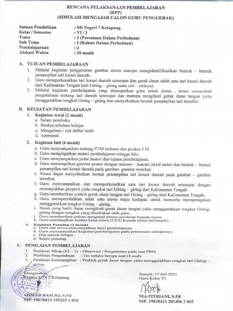 rpp-sbdp-tari-kreasi-daerah | PDF