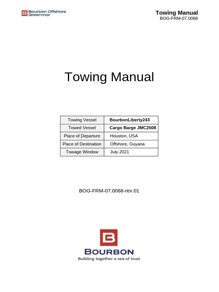 BL243 - Towing Manual - AGR | PDF | Ships | Tugboat