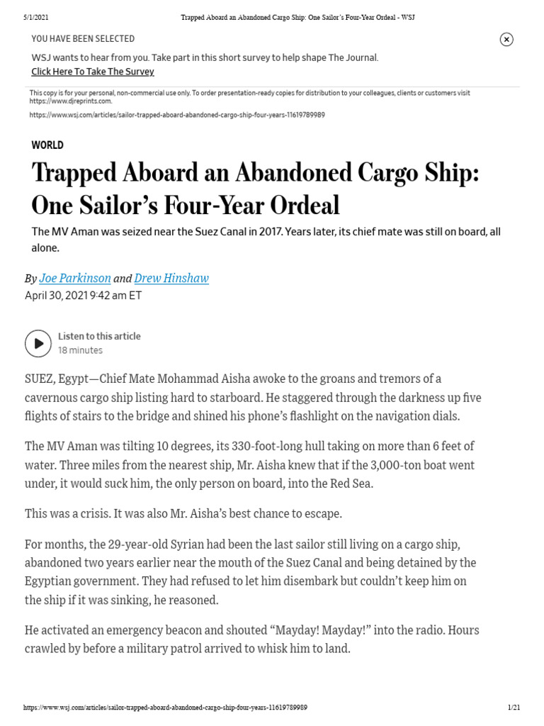Sailor's Four-Year Abandonment Story | PDF | Sailor | Ships