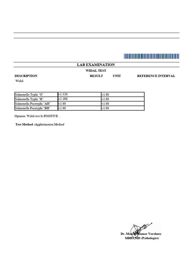 Kamna Widal Report | PDF
