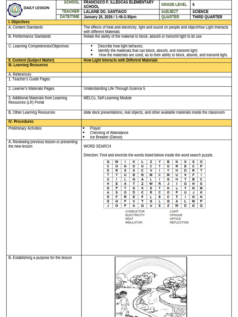 DLP Cot 3 Science 5 2024 2025 Lelai | PDF