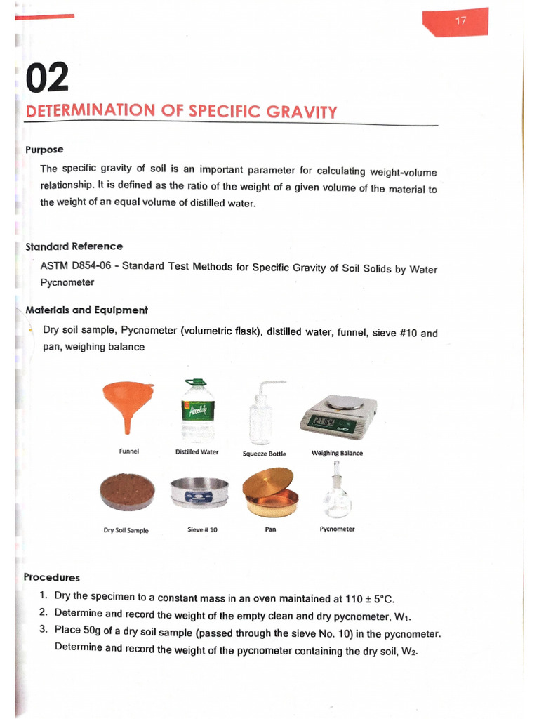 Specific Gravity Laboratory | PDF