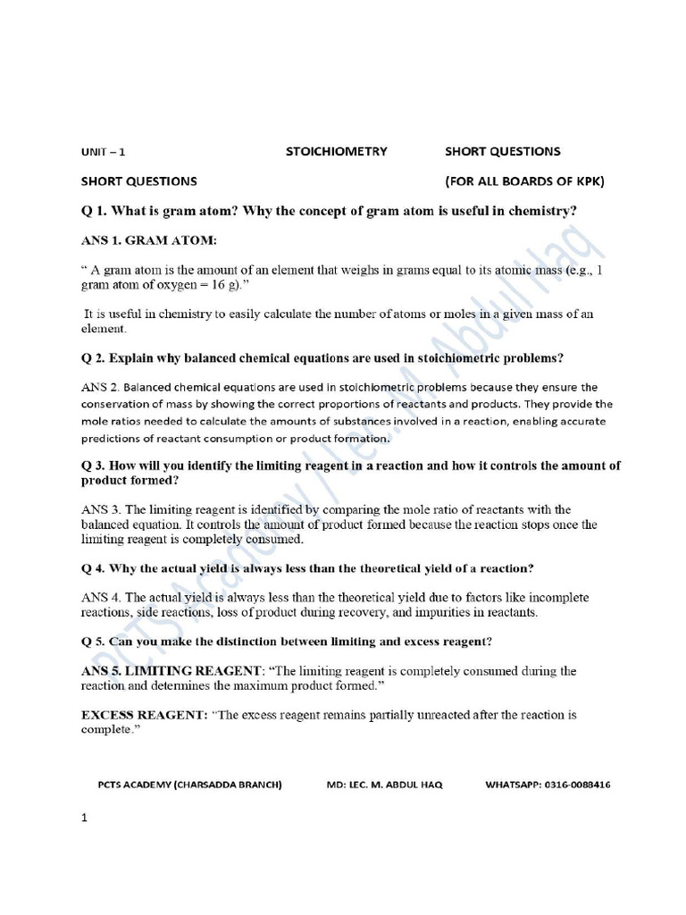 Short Questions Answer 1st y Notes - Page-0001 | PDF