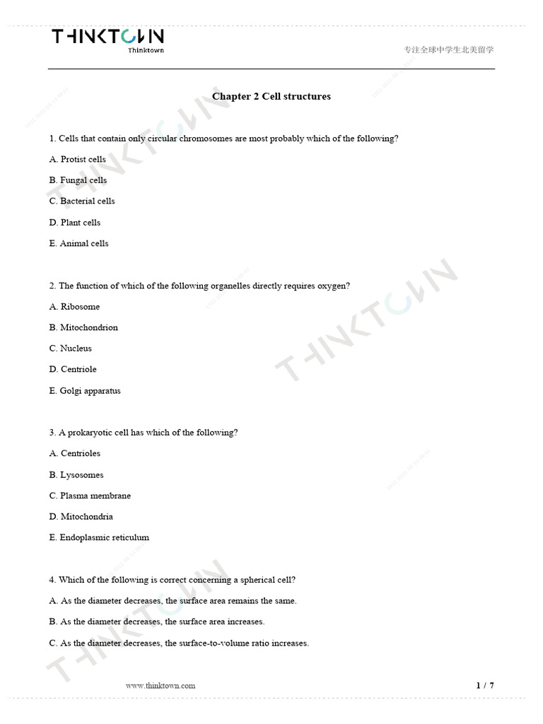 AP Biology Chapter 2 Cell Structures | PDF | Cell Membrane | Cell (Biology)