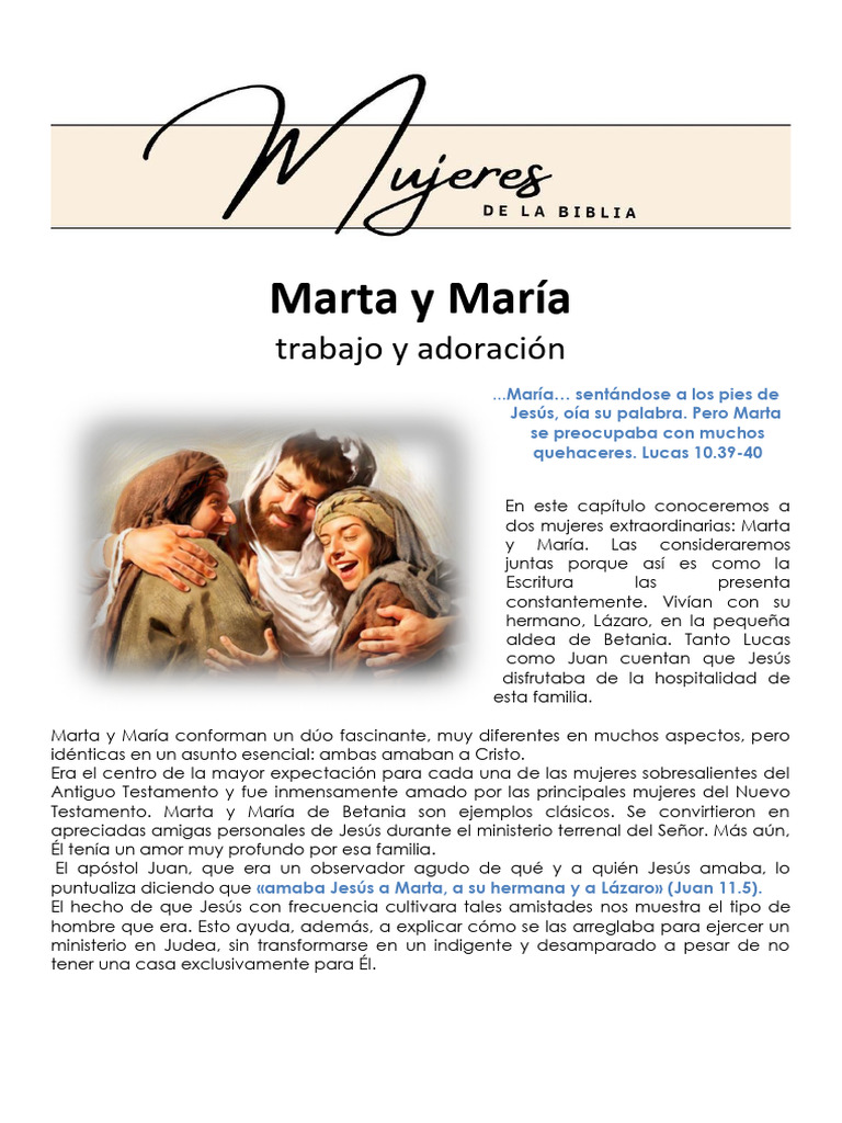 Jesús y las lecciones de Marta y María | PDF | Jesús | María, madre de ...