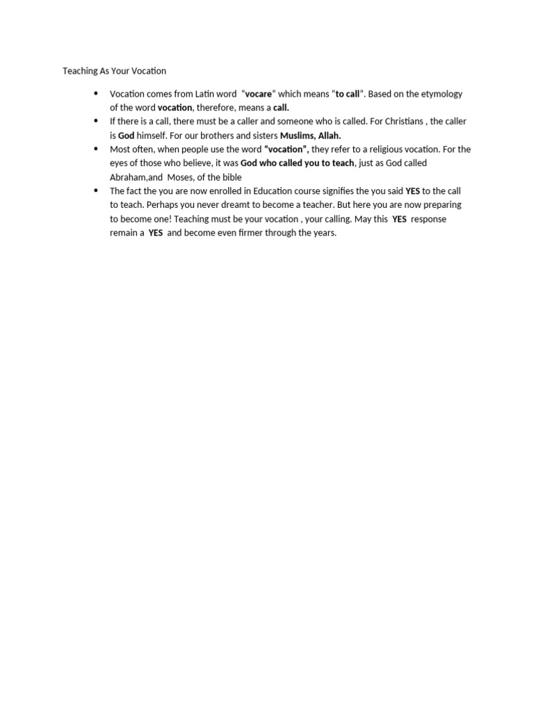 Teaching As Your Vocation | PDF