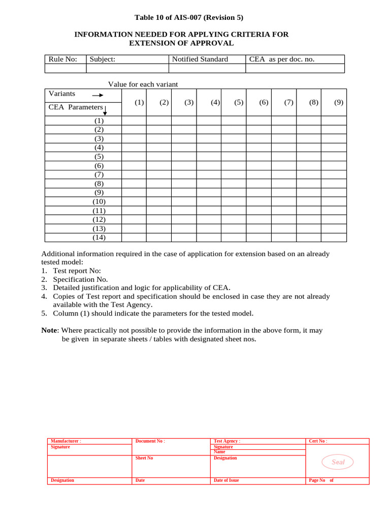 AIS 007 Rev.05 (Table 10) Amndt 7 | PDF
