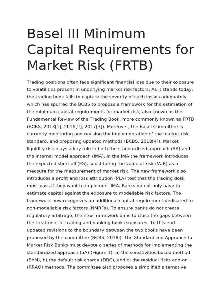 Basel III Minimum Capital Requirements For Market Risk (FRTB) | PDF ...
