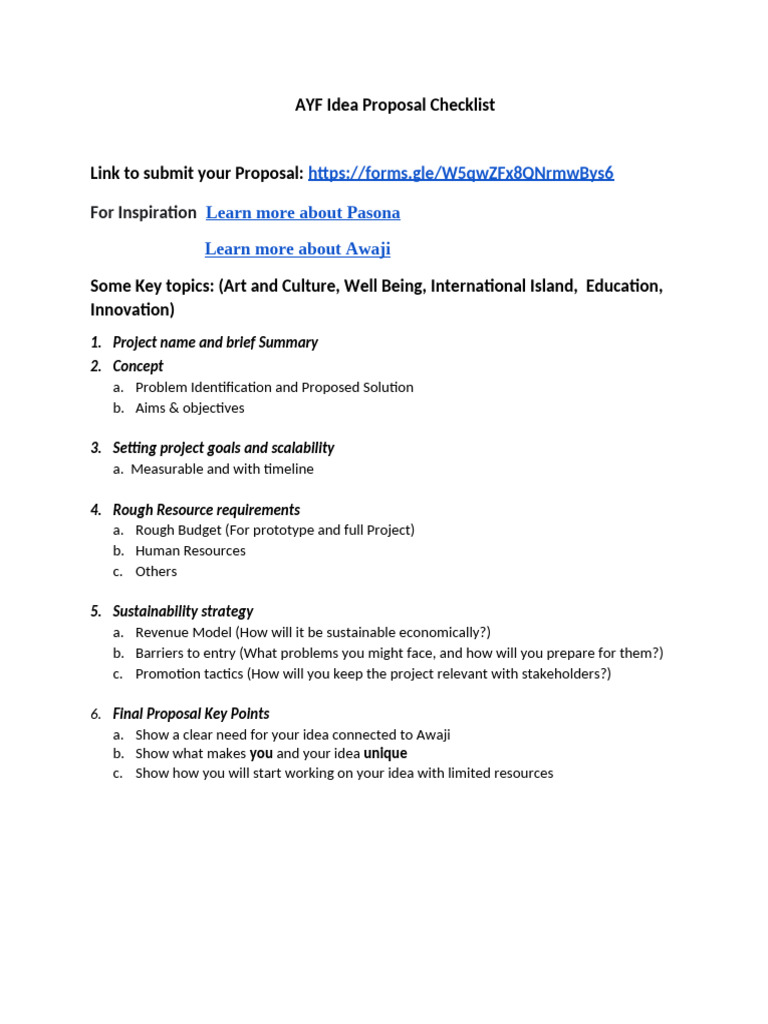 AYF Fellowship Application Checklist | PDF