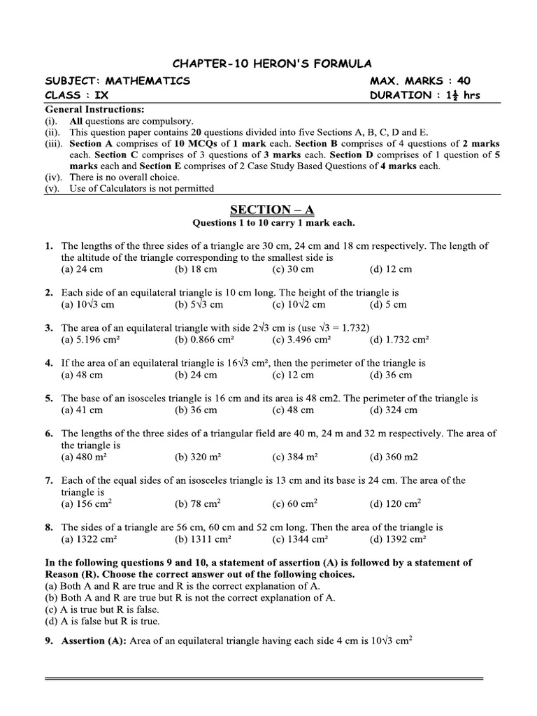 Ix Herons Formula | PDF