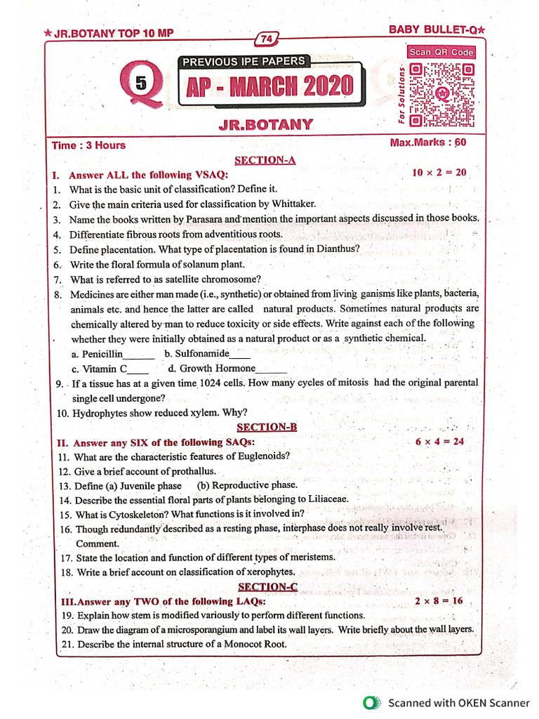 Botany Old QP'S IPE | PDF