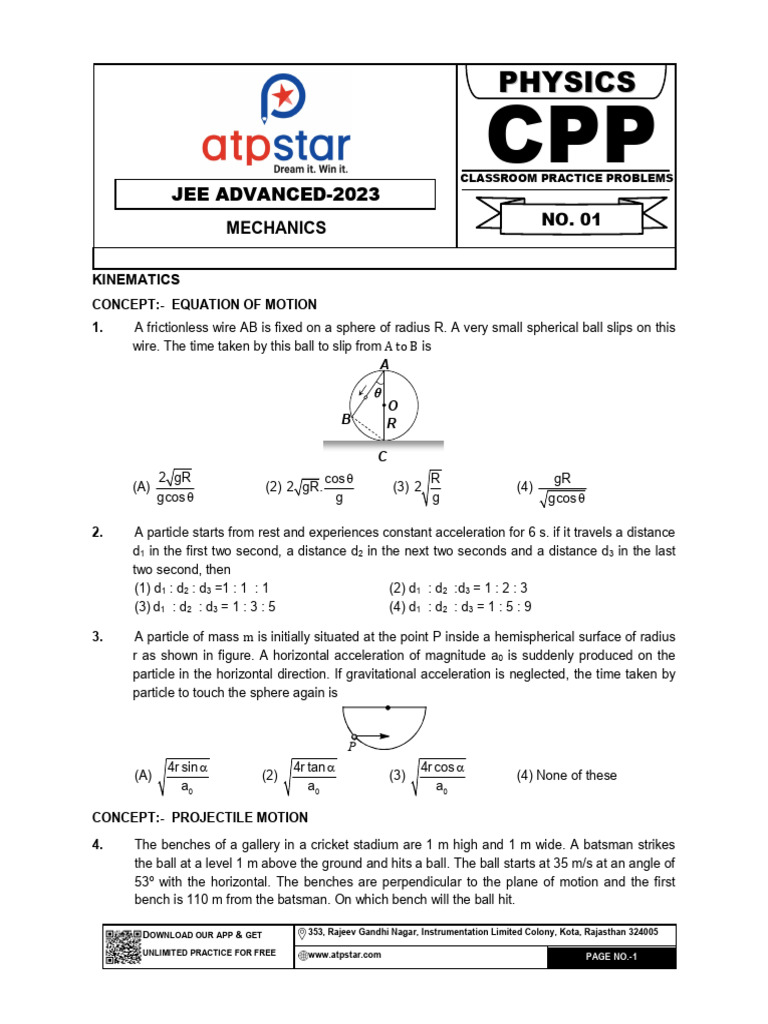 Physics Mechanics CPP 1 3 | PDF | Force | Rotation Around A Fixed Axis