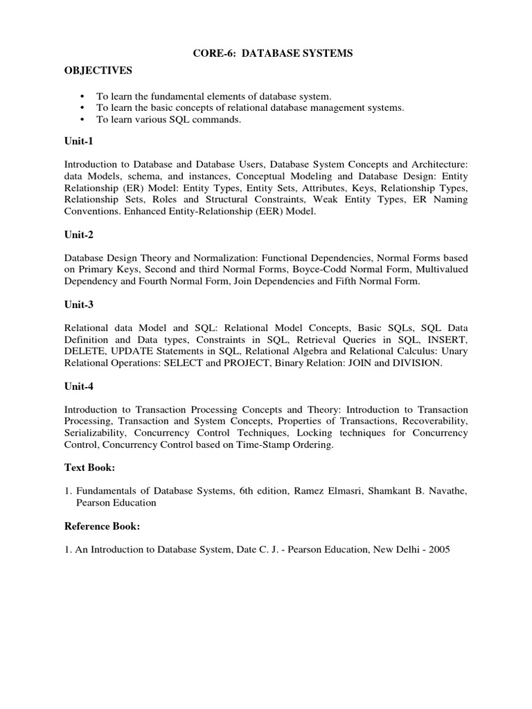 Database System Syllabus | PDF