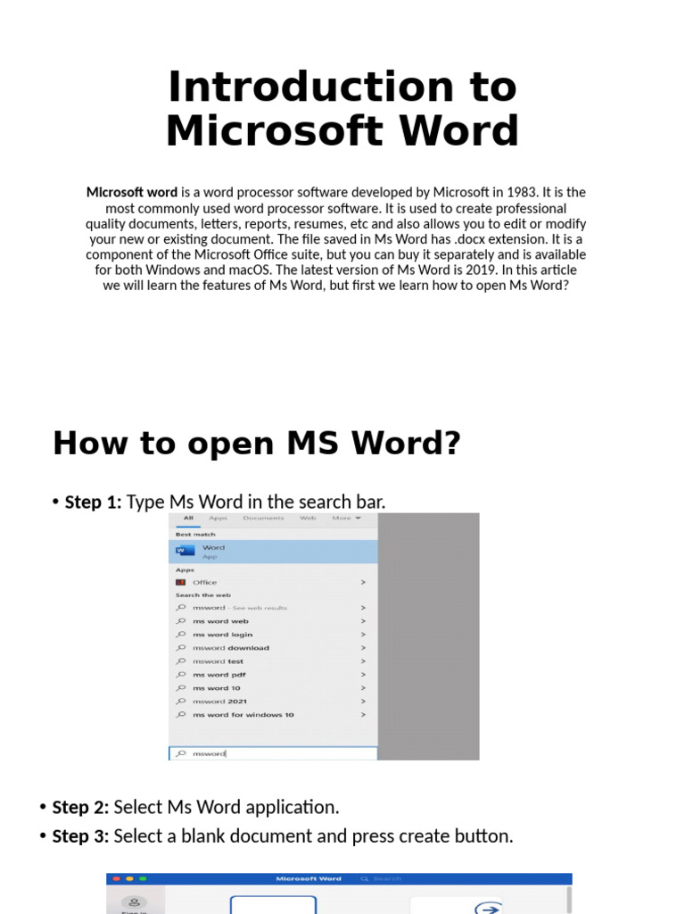 Introduction To Microsoft Word | PDF | Microsoft Word | Software