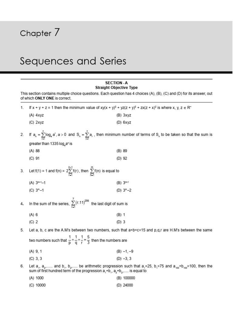 Chapter-07 Sequence and Series | PDF | Elementary Mathematics | Mathematics